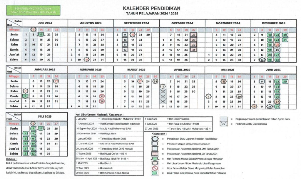 Kalender Pendidikan Tahun Pelajaran 2024 - 2025 - Hobi Nulis